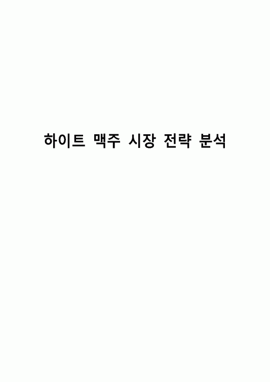 하이트 맥주 시장 전략 분석