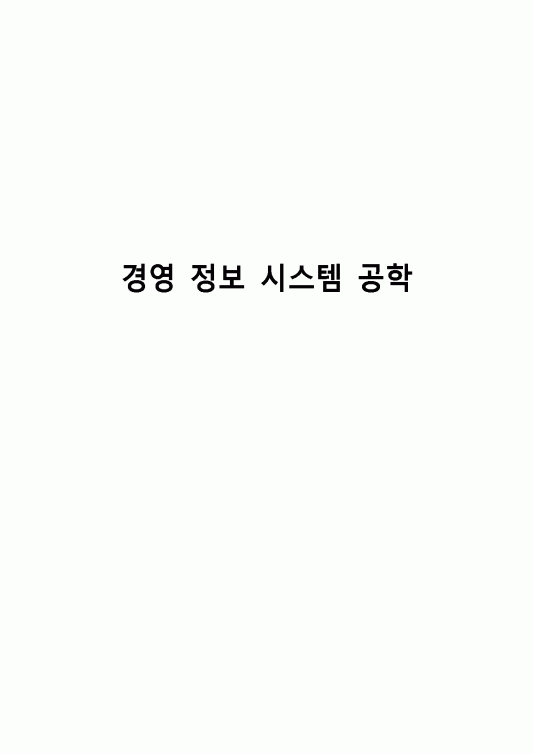 경영 정보 시스템 공학