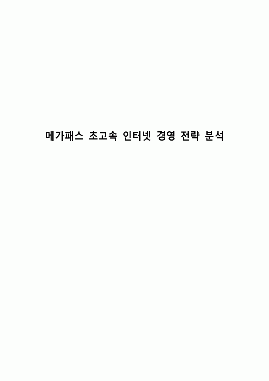 메가패스 초고속 인터넷 경영 전략 분석
