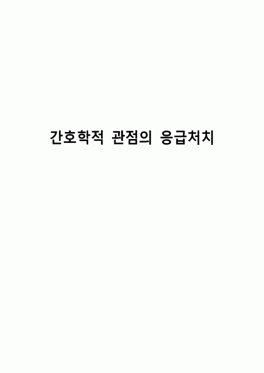 간호학적 관점의 응급처치