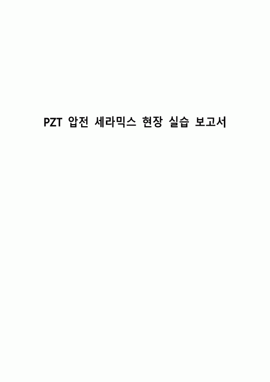 PZT 압전 세라믹스 현장 실습 보고서