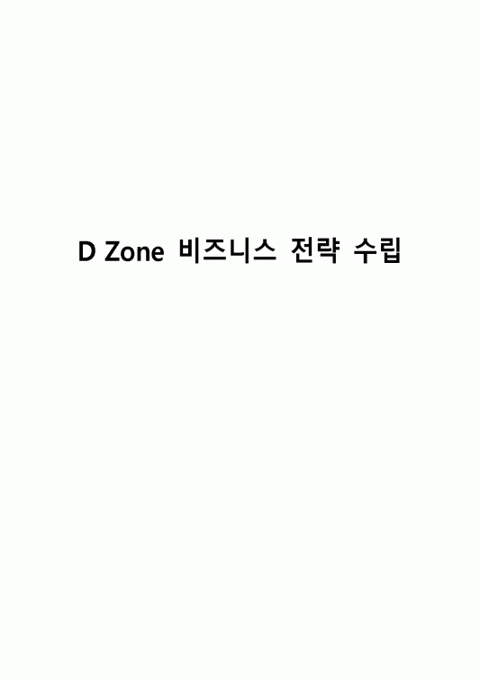 D Zone 비즈니스 전략 수립
