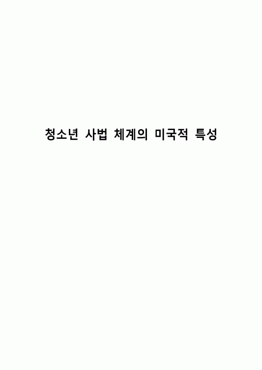 청소년 사법 체계의 미국적 특성