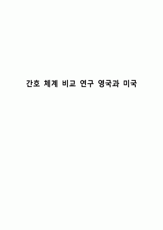 간호 체계 비교 연구 영국과 미국