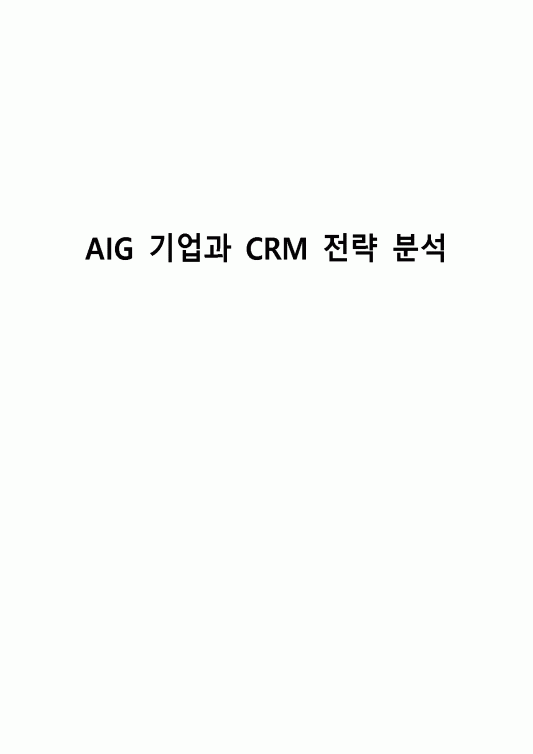 AIG 기업과 CRM 전략 분석