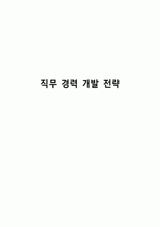 직무 경력 개발 전략
