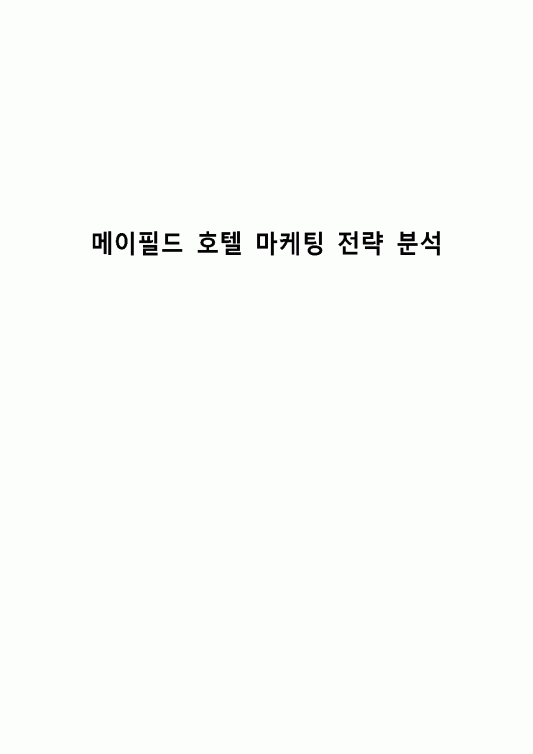 메이필드 호텔 마케팅 전략 분석