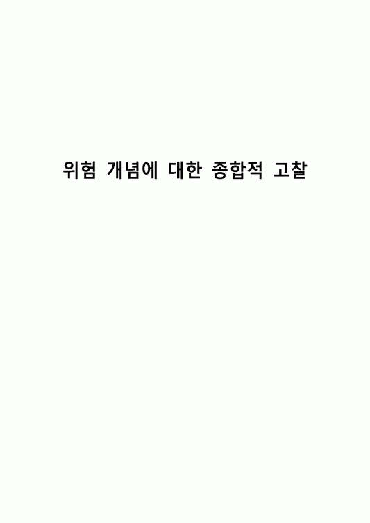 위험 개념에 대한 종합적 고찰