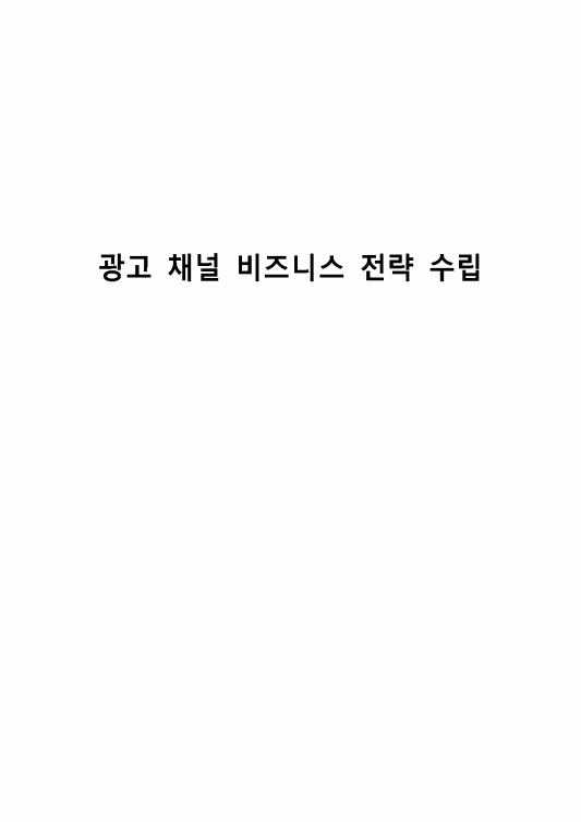 광고 채널 비즈니스 전략 수립