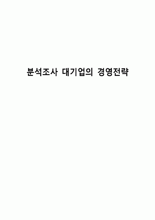 분석조사 대기업의 경영전략