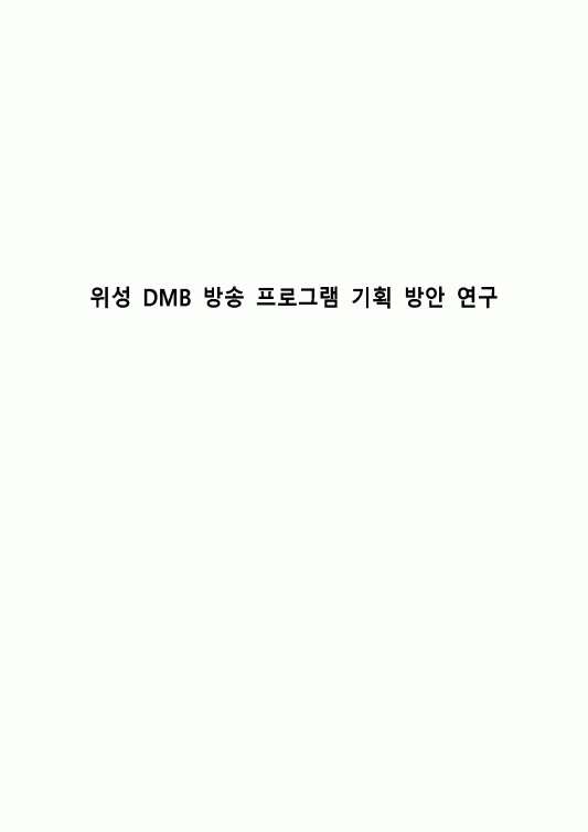 위성 DMB 방송 프로그램 기획 방안 연구
