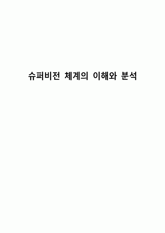 슈퍼비전 체계의 이해와 분석