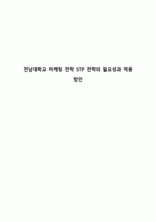 전남대학교 마케팅 전략 STP 전략의 필요성과 적용 방안