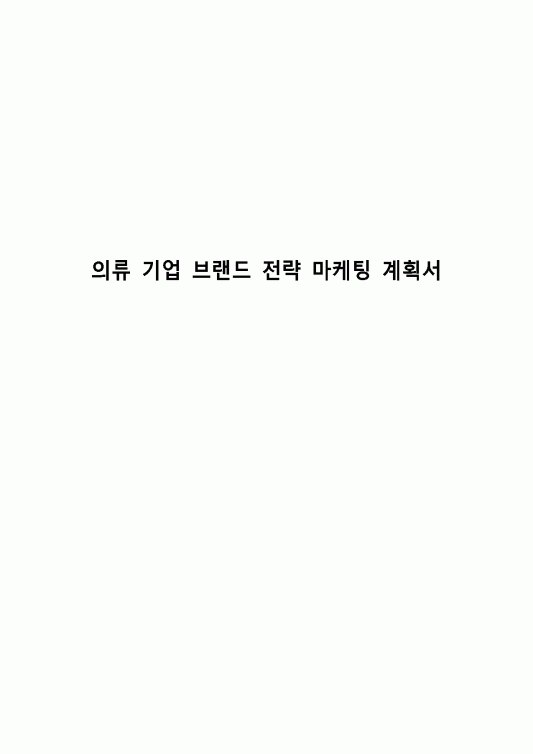 의류 기업 브랜드 전략 마케팅 계획서