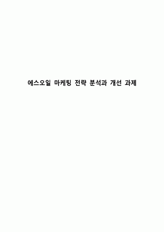 에스오일 마케팅 전략 분석과 개선 과제