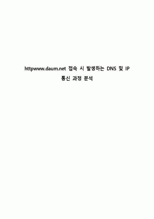 httpwww.daum.net 접속 시 발생하는 DNS 및 IP 통신 과정 분석