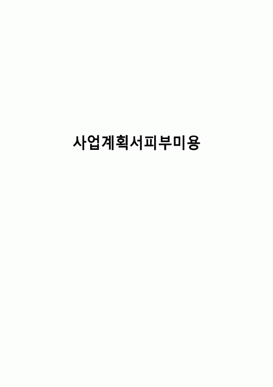 사업계획서피부미용