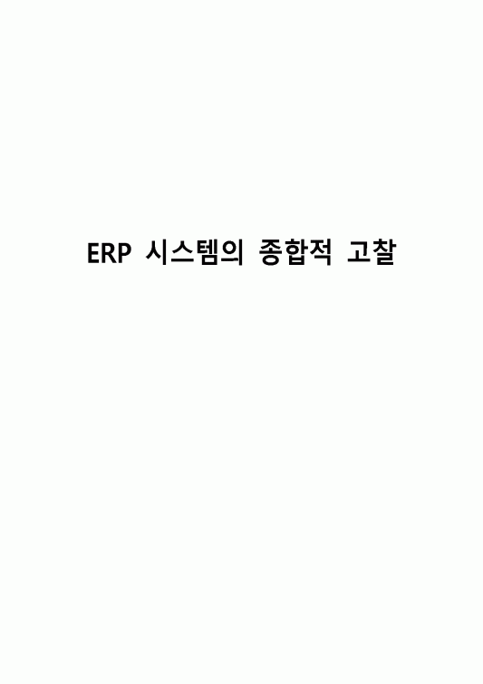 ERP 시스템의 종합적 고찰