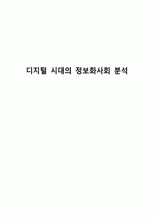 디지털 시대의 정보화사회 분석