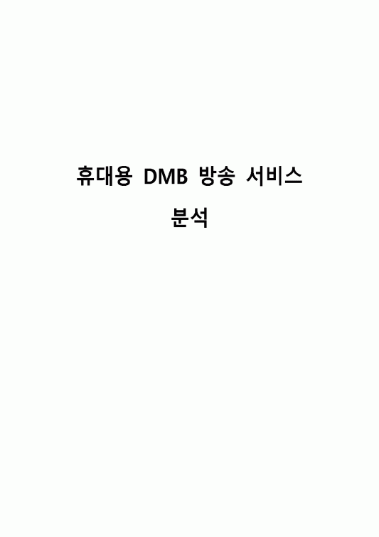 휴대용 DMB 방송 서비스 분석
