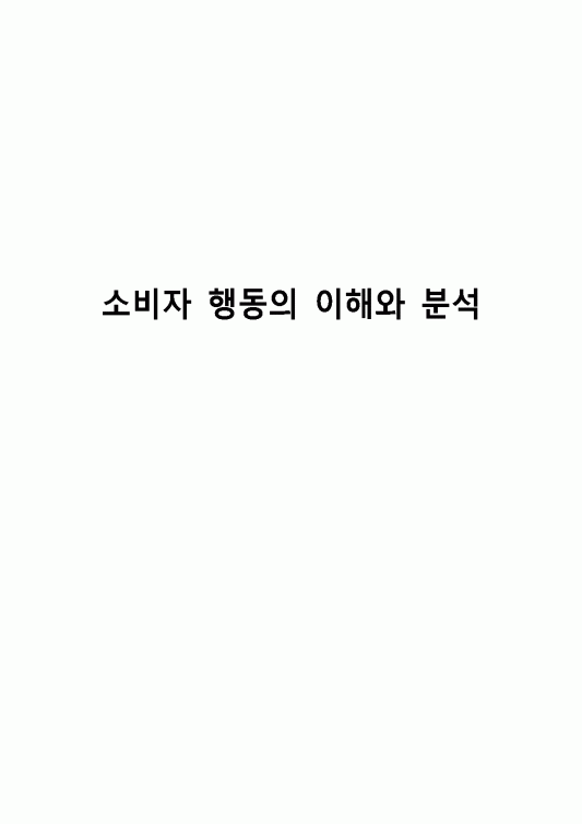 소비자 행동의 이해와 분석