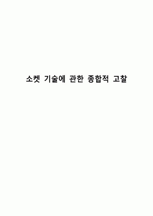소켓 기술에 관한 종합적 고찰