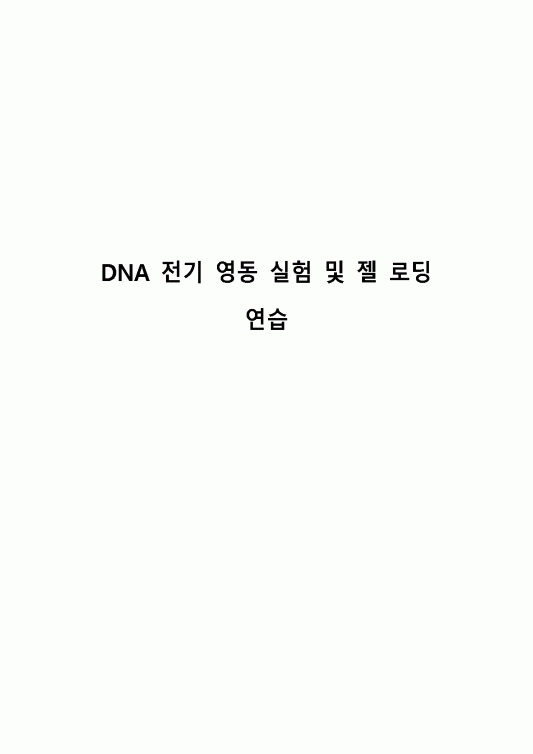 DNA 전기 영동 실험 및 젤 로딩 연습