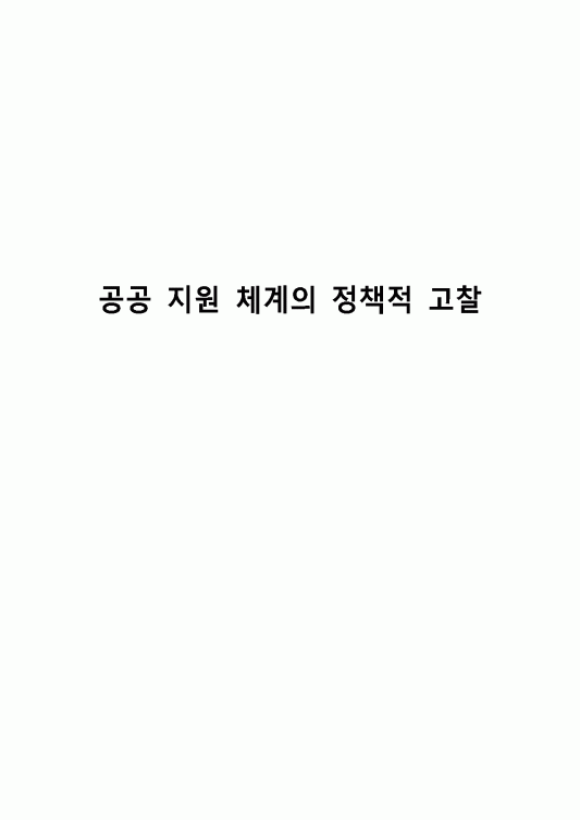 공공 지원 체계의 정책적 고찰