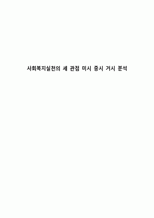 사회복지실천의 세 관점 미시 중시 거시 분석