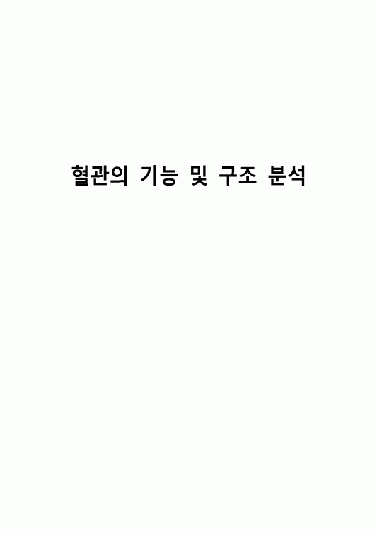 혈관의 기능 및 구조 분석
