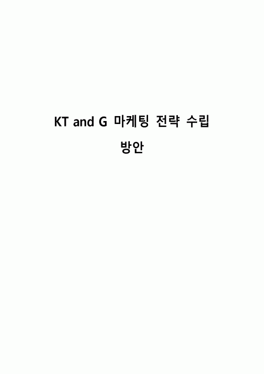 KT and G 마케팅 전략 수립 방안