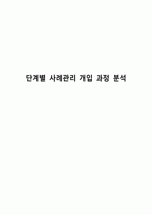단계별 사례관리 개입 과정 분석