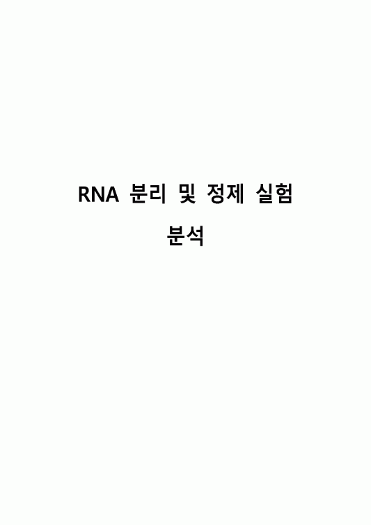 RNA 분리 및 정제 실험 분석