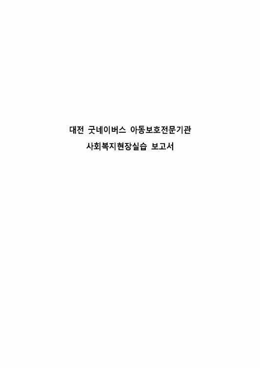 대전 굿네이버스 아동보호전문기관 사회복지현장실습 보고서