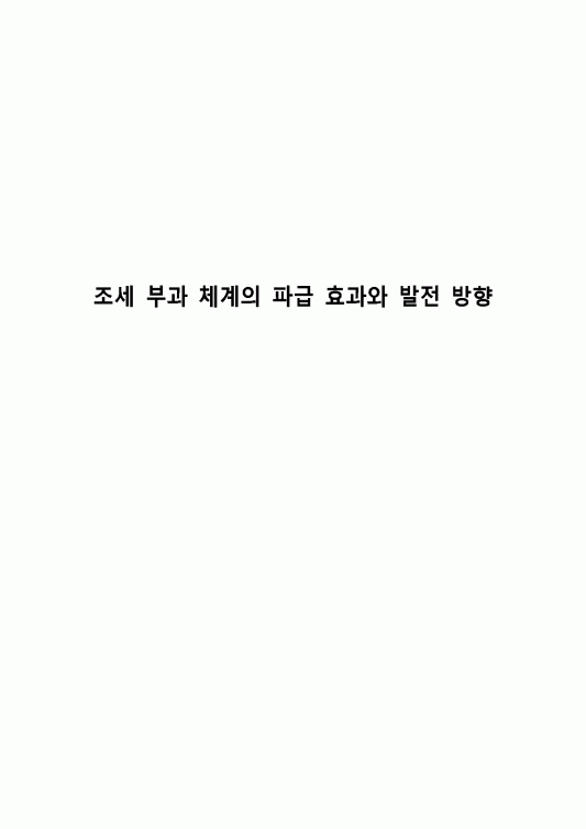 조세 부과 체계의 파급 효과와 발전 방향