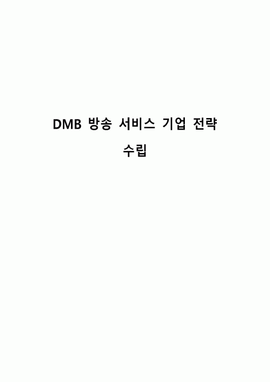 DMB 방송 서비스 기업 전략 수립