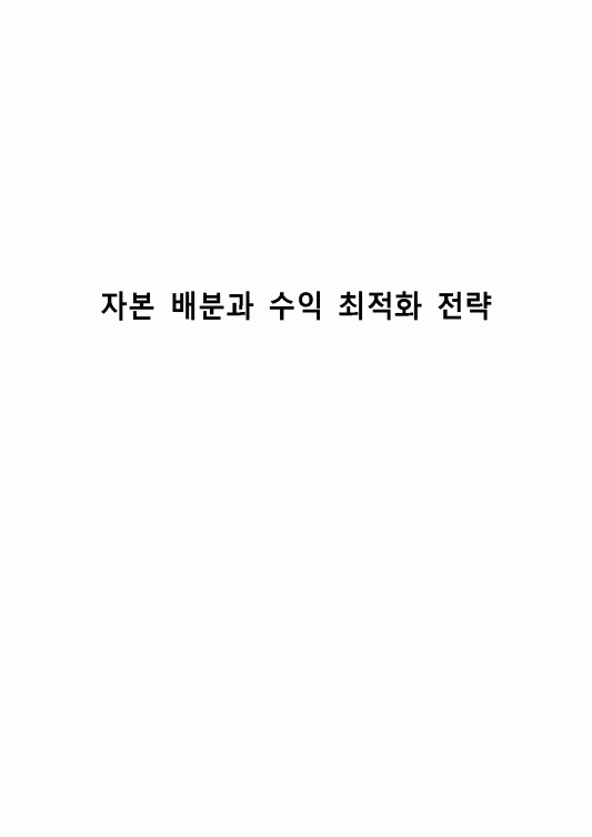 자본 배분과 수익 최적화 전략