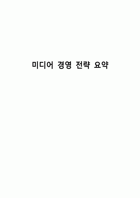 미디어 경영 전략 요약