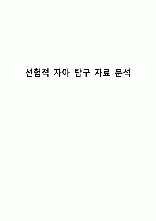 선험적 자아 탐구 자료 분석