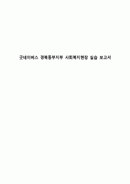 굿네이버스 경북동부지부 사회복지현장 실습 보고서