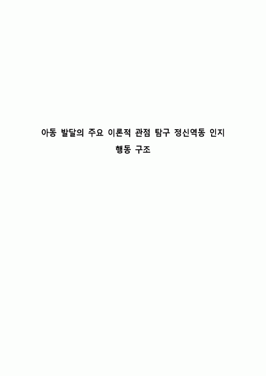 아동 발달의 주요 이론적 관점 탐구 정신역동 인지 행동 구조