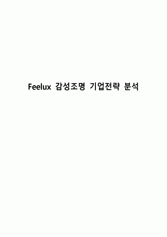 Feelux 감성조명 기업전략 분석