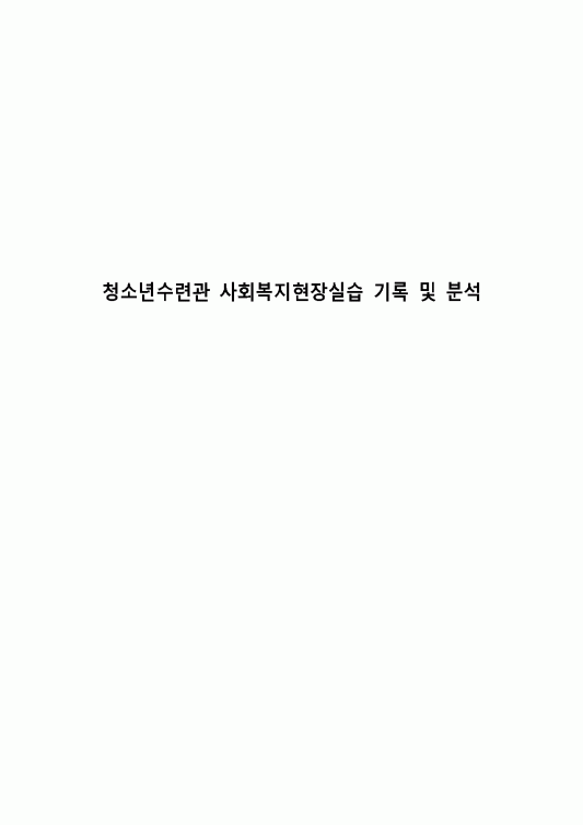 청소년수련관 사회복지현장실습 기록 및 분석