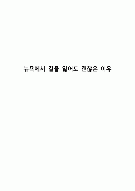 뉴욕에서 길을 잃어도 괜찮은 이유