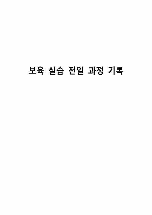 보육 실습 전일 과정 기록