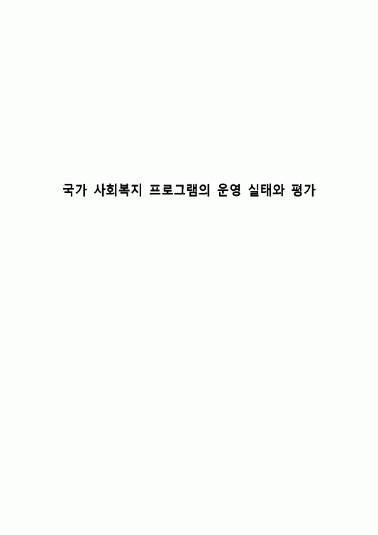 국가 사회복지 프로그램의 운영 실태와 평가