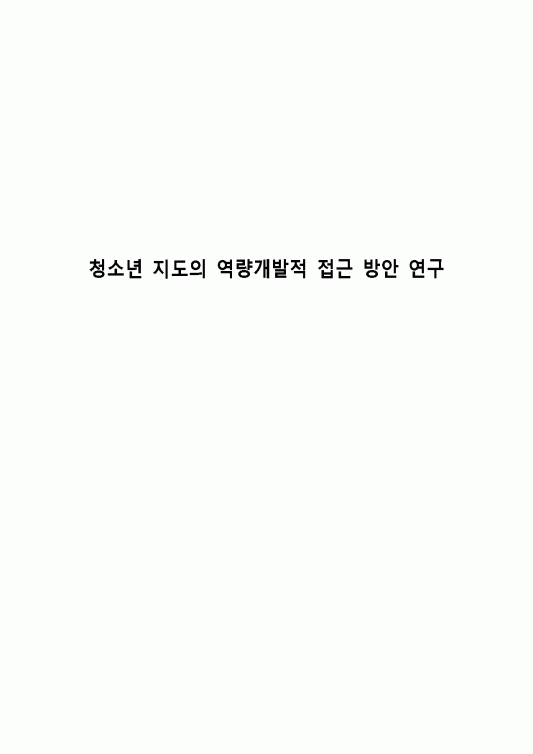 청소년 지도의 역량개발적 접근 방안 연구