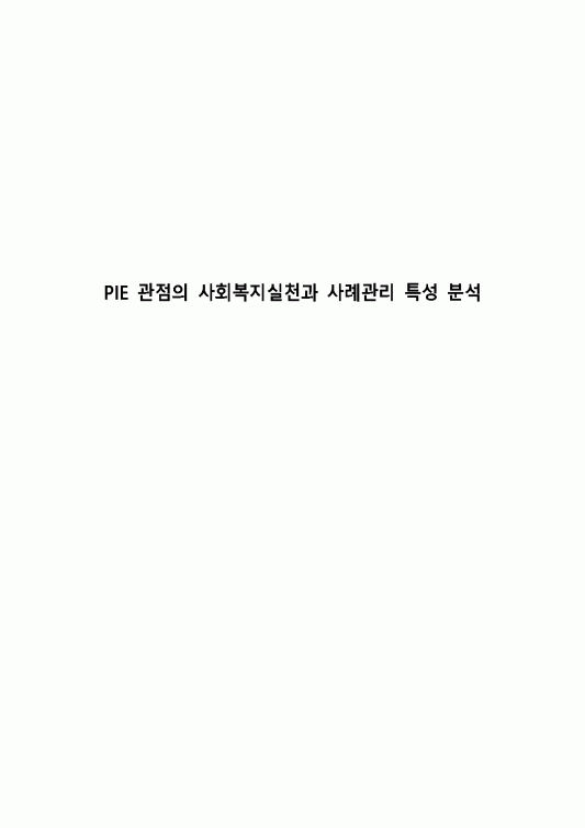 PIE 관점의 사회복지실천과 사례관리 특성 분석