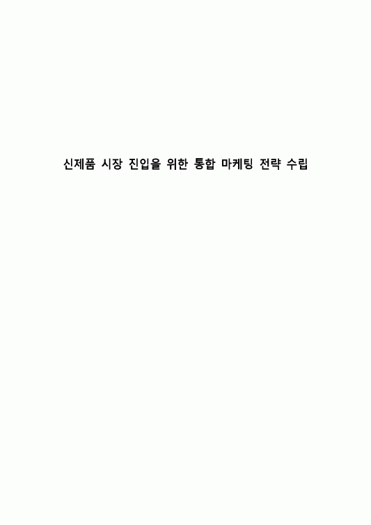 신제품 시장 진입을 위한 통합 마케팅 전략 수립