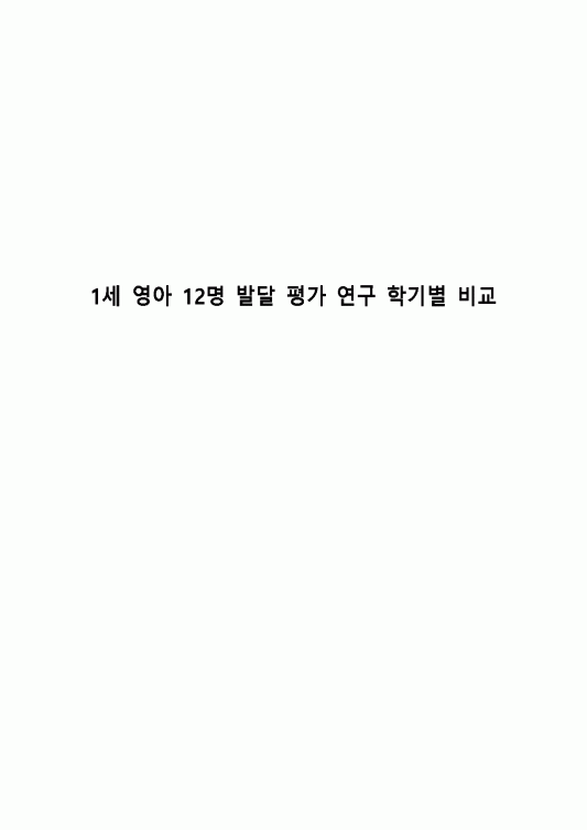 1세 영아 12명 발달 평가 연구 학기별 비교